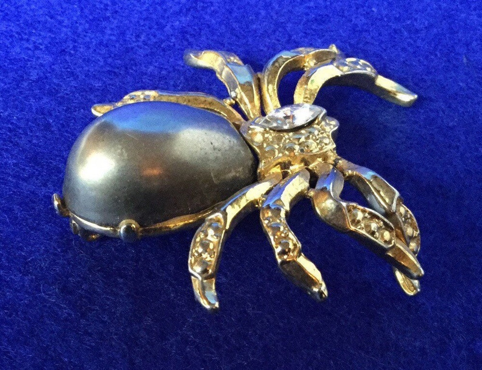 1959s Vintage Spider Brooch in Goldtone Rhinestone & Faux - Etsy