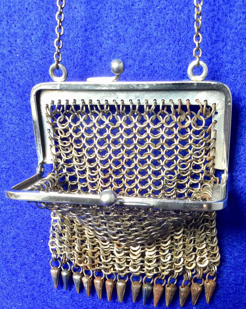 Antique Chain Mail Purse or Reticule With Chrome Frame and | Etsy