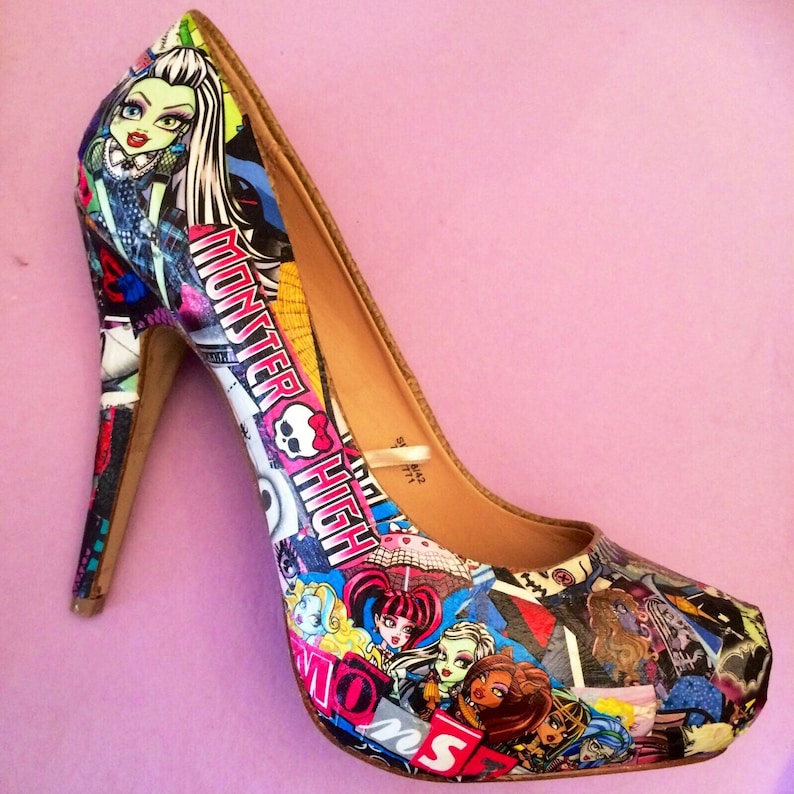 Monster High Heels Collage and Decoupage Customised Stiletto | Etsy