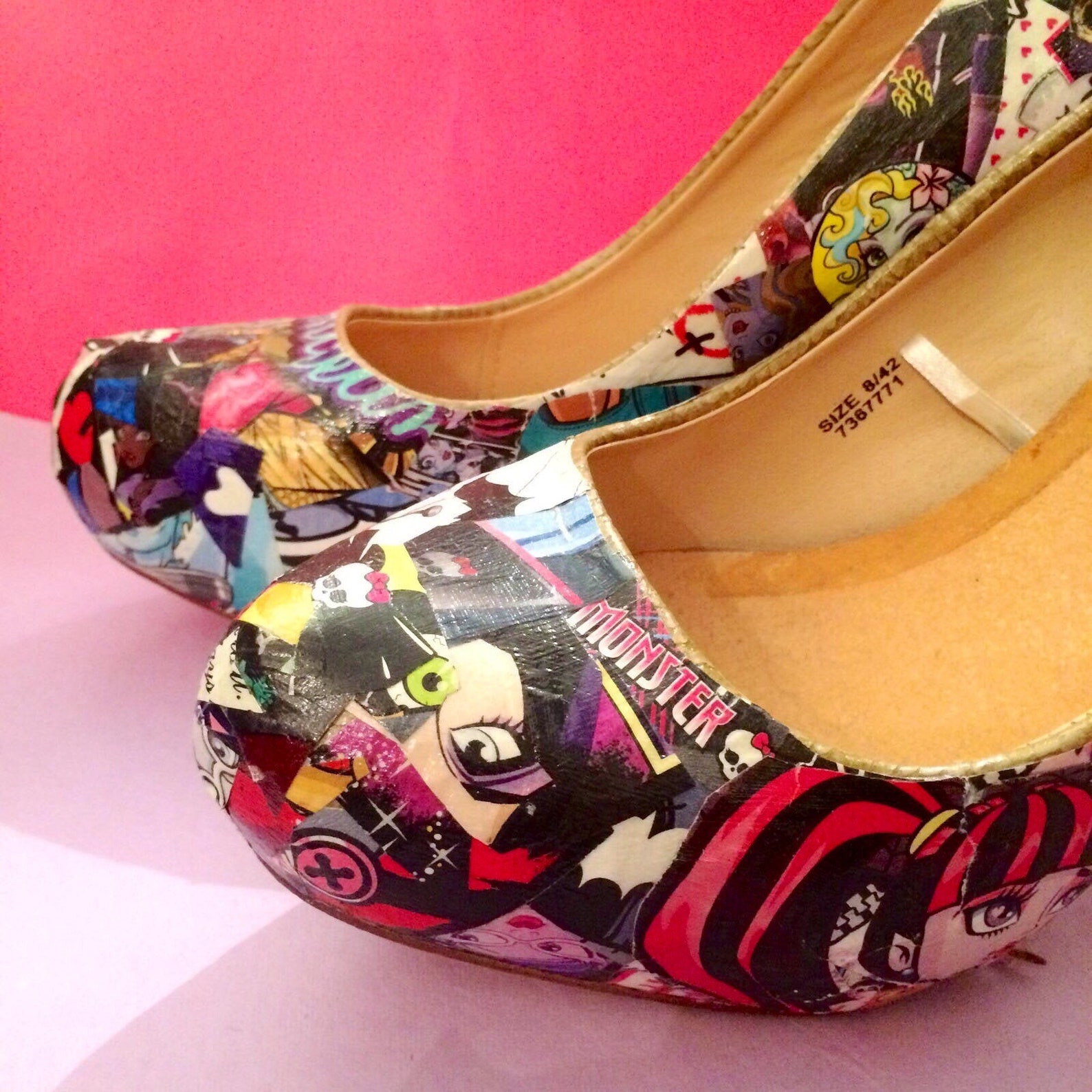 Monster High Heels Collage and Decoupage Customised Stiletto Shoes ...