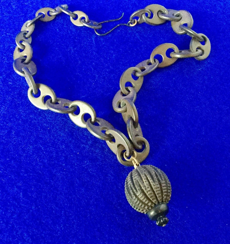 Antique Victorian Vulcanite Chain Link Mourning Necklace With - Etsy