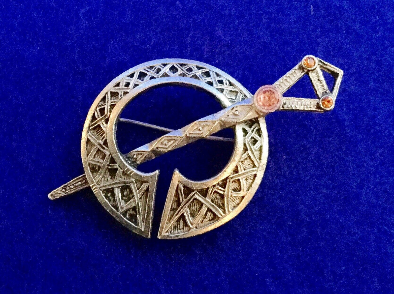 Vintage 1970s Silver Tone Celtic Sword and Shield 'C' Brooch - Etsy
