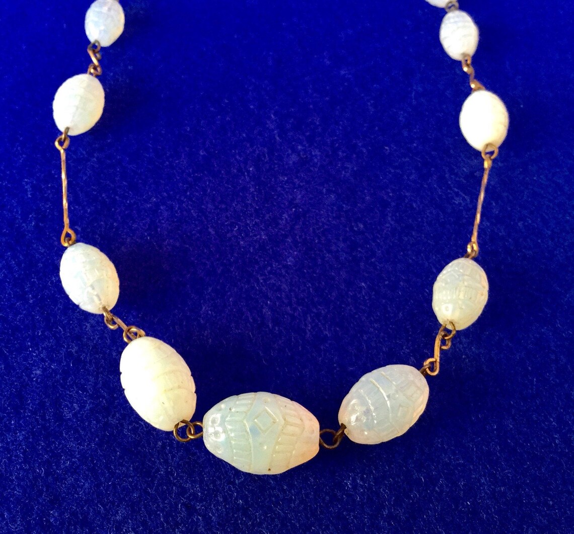 A 1930s Max Neiger Moulded Uranium Glass Bead Necklace - Etsy