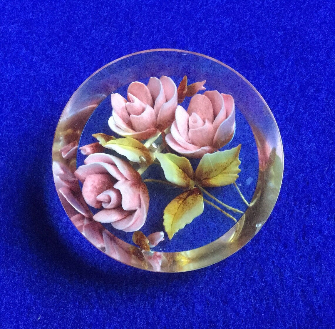 Lovely Round Reverse Carved Pink Roses in Lucite Brooch - Etsy