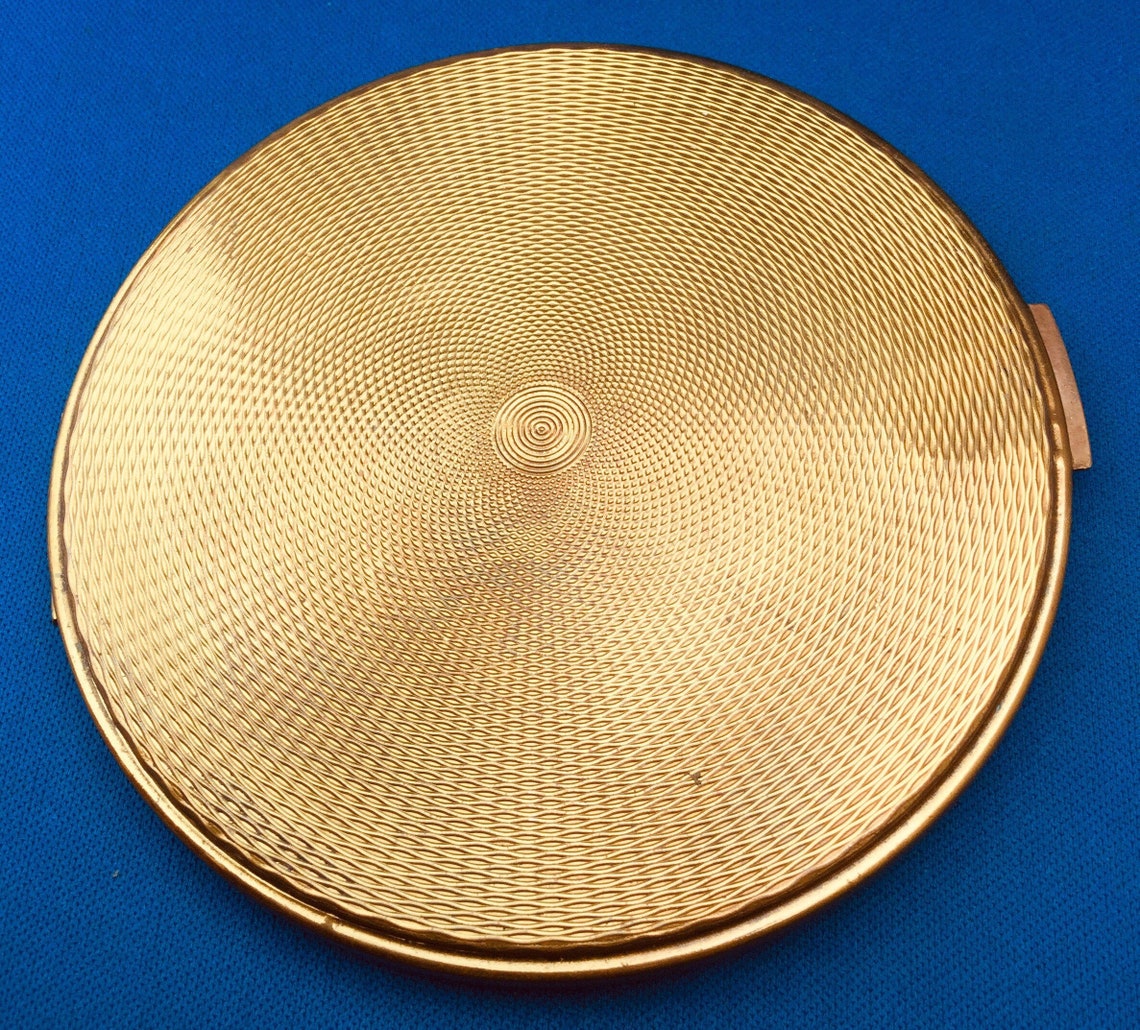1950s Floral Garden Circular Powder Compact With Gauze and Mirror ...