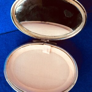 1950s Vintage Oval Powder Compact With Mirror, Genuine Hand Tooled ...