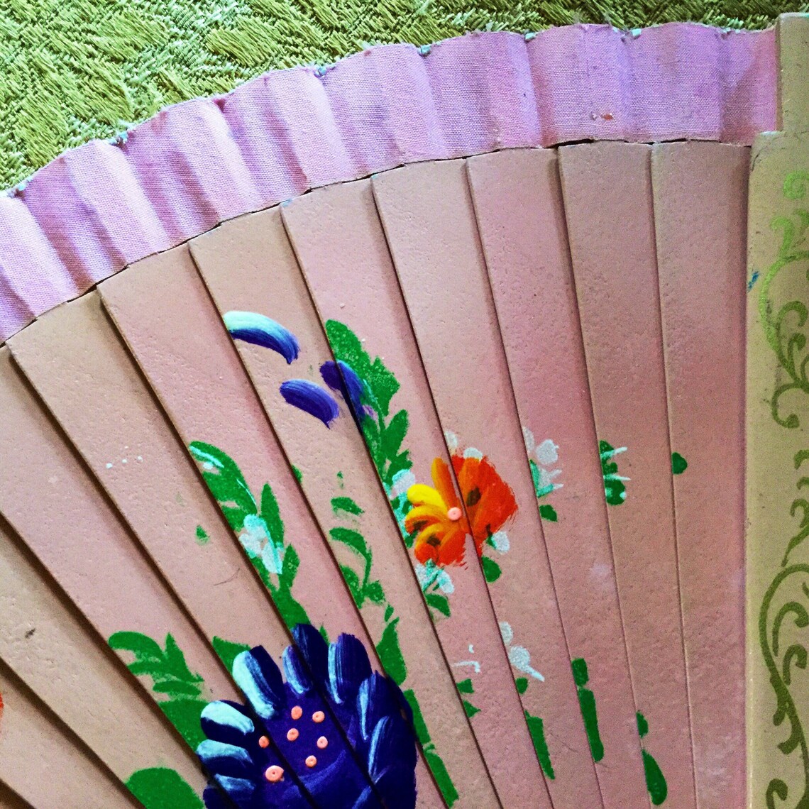 Vintage 1950s Hand Painted Fan Exquisitely Painted Pink Fan - Etsy