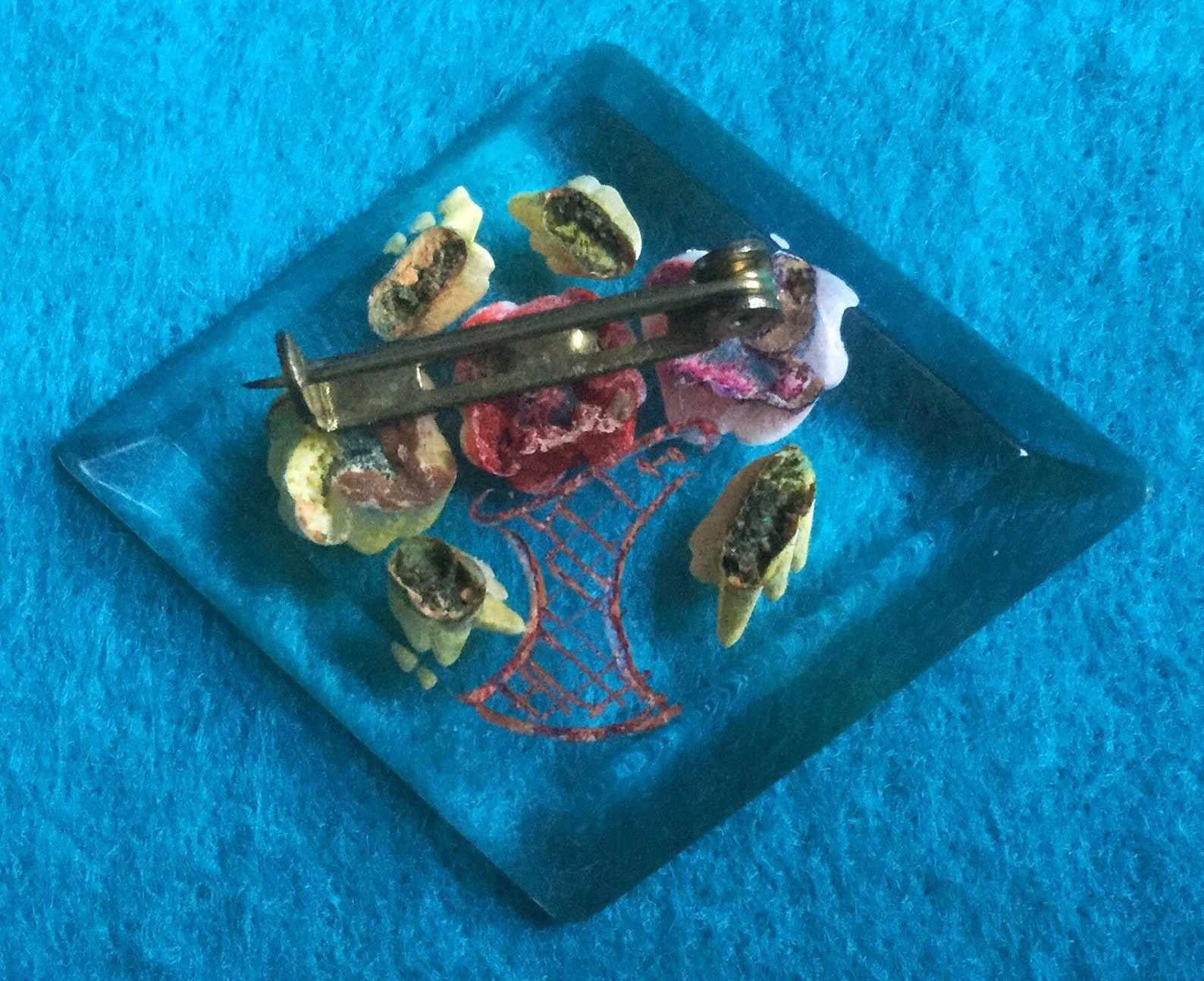Lucite Brooch With Reverse Carved Flowers in a Vase | Etsy