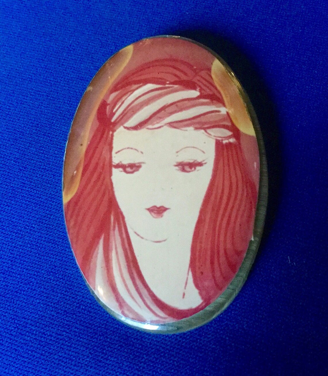 Unusual Oval Plastic Brooch With Ladies Face - Etsy