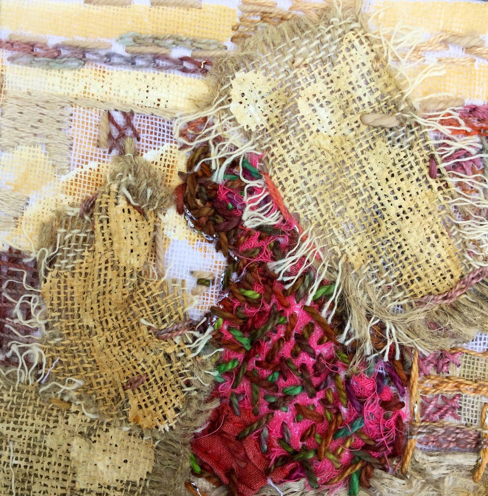 Embroidered and Stitched Abstract fabric Collage by Gilly - Etsy