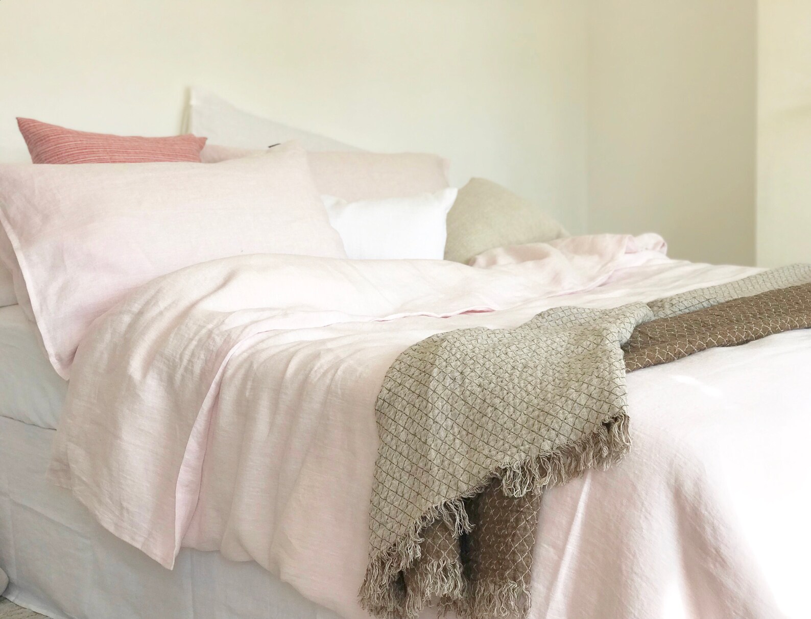 Blush Pink Linen Bedding Set - Etsy