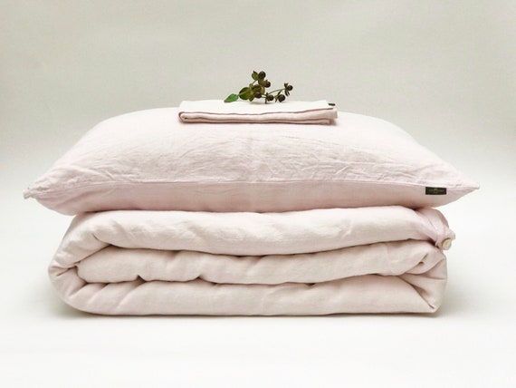 Blush Pink Linen Bedding Set | Etsy