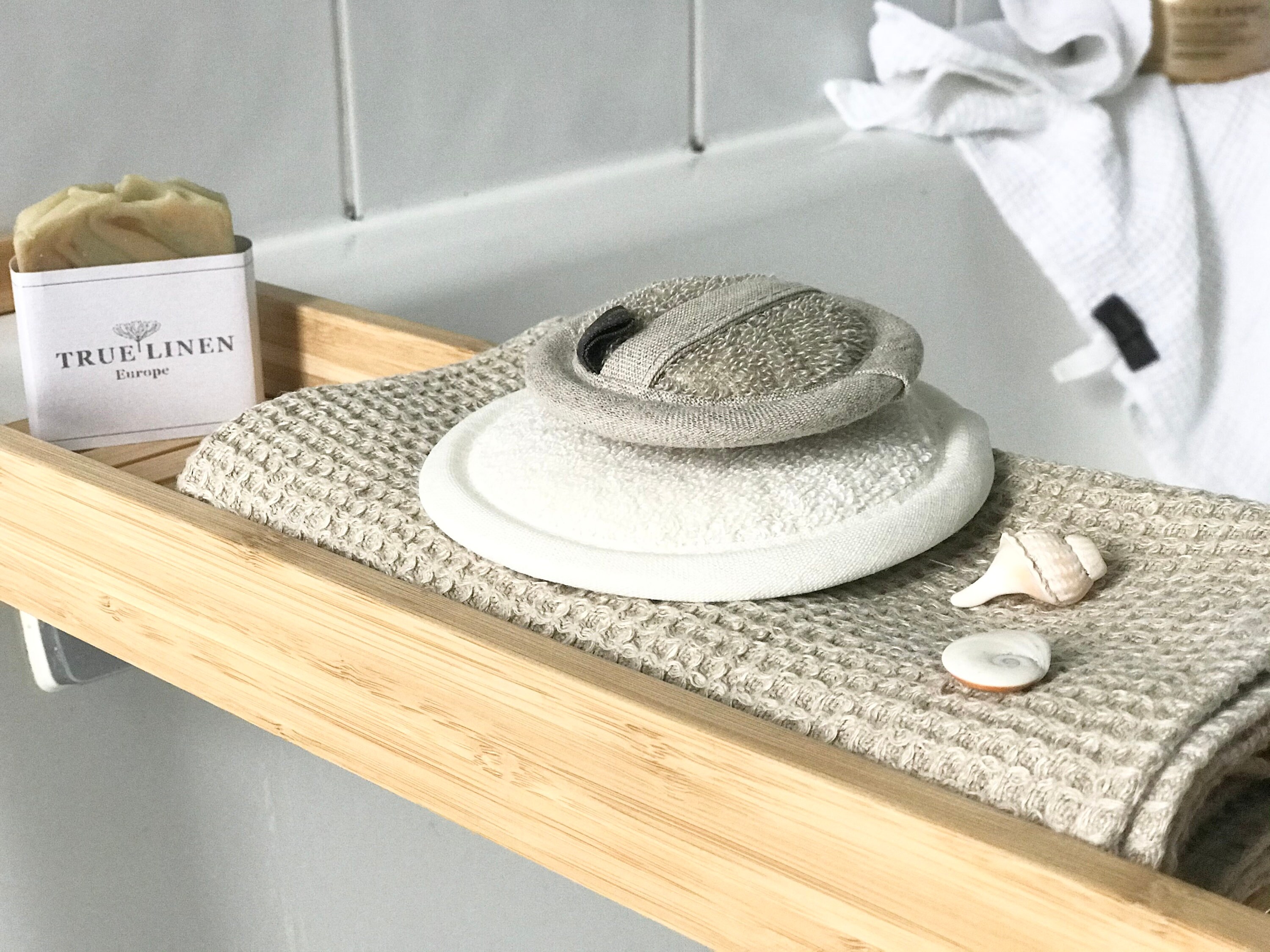 Linen Terry Bath SPA Pad in Off-white. Organic Shower Sponge. - Etsy