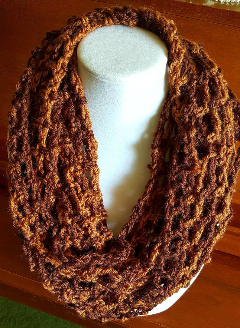 Infinity Scarf,brown Infinity Scarf, Lacy Infinity Scarf,crocheted ...