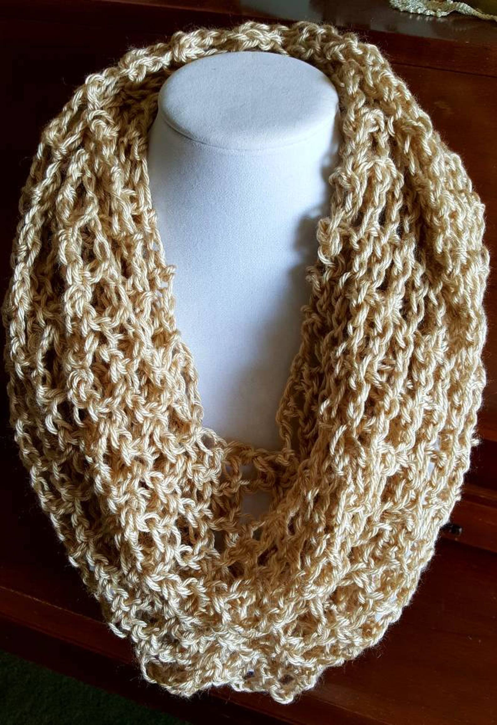 Infinity Scarf,beige Infinity Scarf, Lacy Infinity Scarf, Natural ...