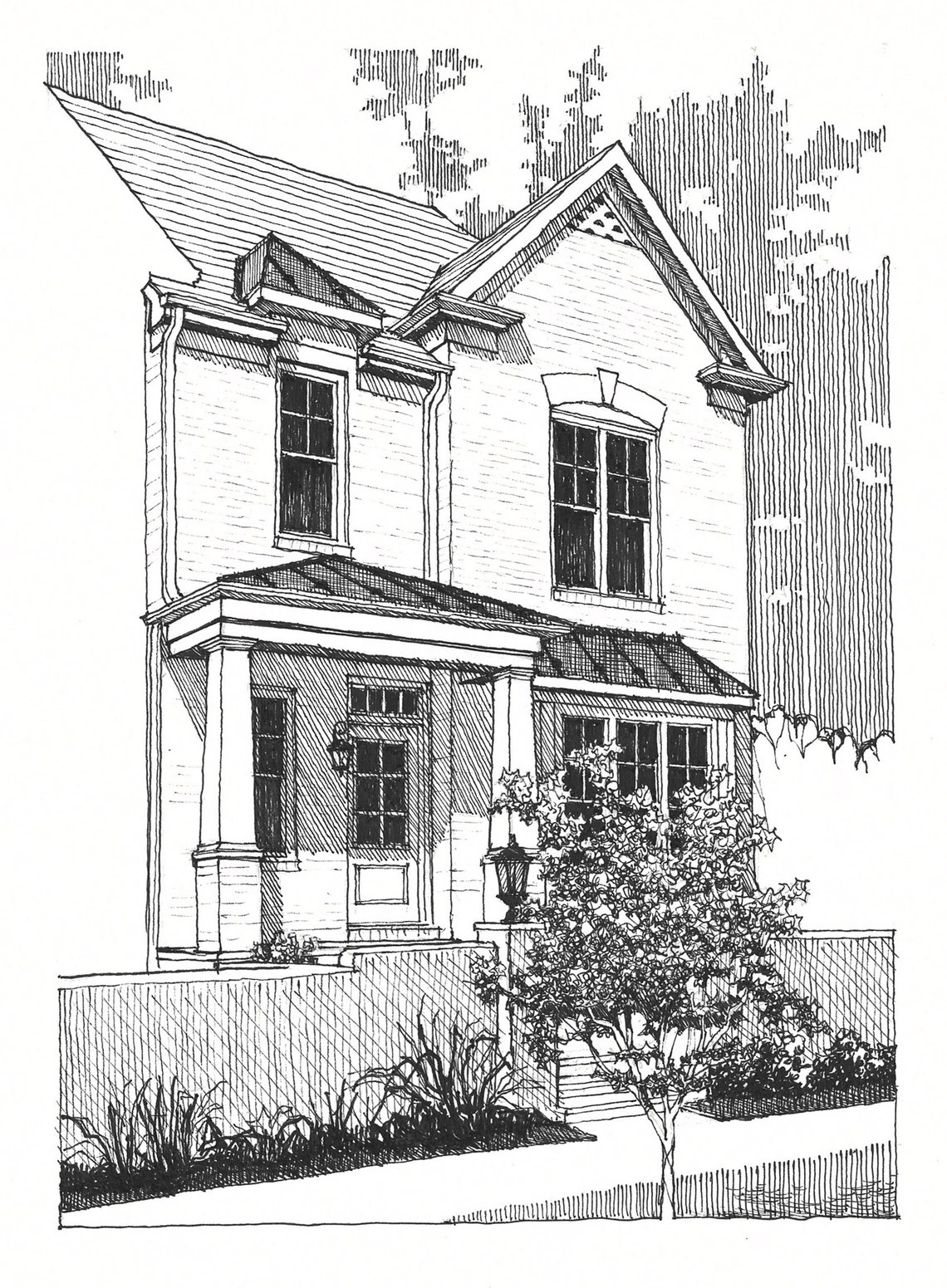 Custom Home Portrait Housewarming Gift House Drawing | Etsy