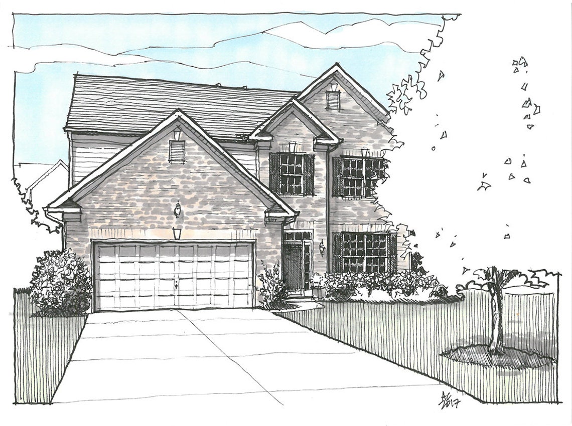 Custom Home Portrait Housewarming Gift House Drawing | Etsy