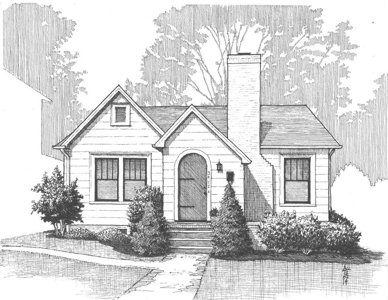 Custom Home Portrait Housewarming Gift House Drawing | Etsy