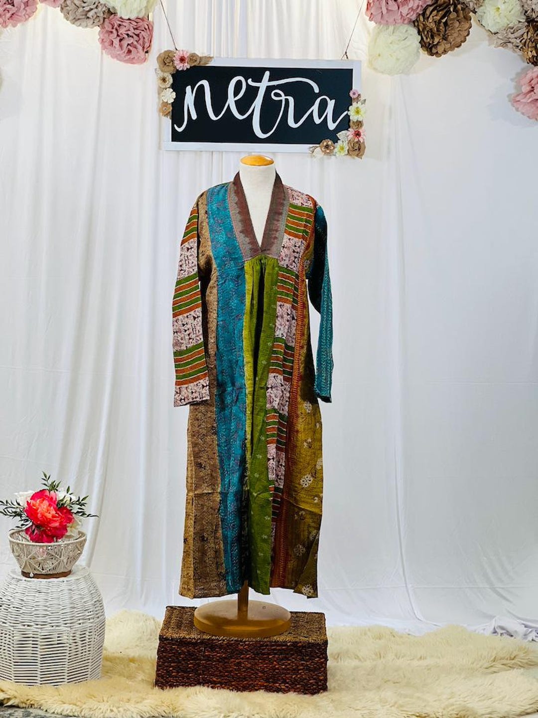 Kantha Embroidered Dress | Hand Stitched Cotton Dress | Sustainable ...