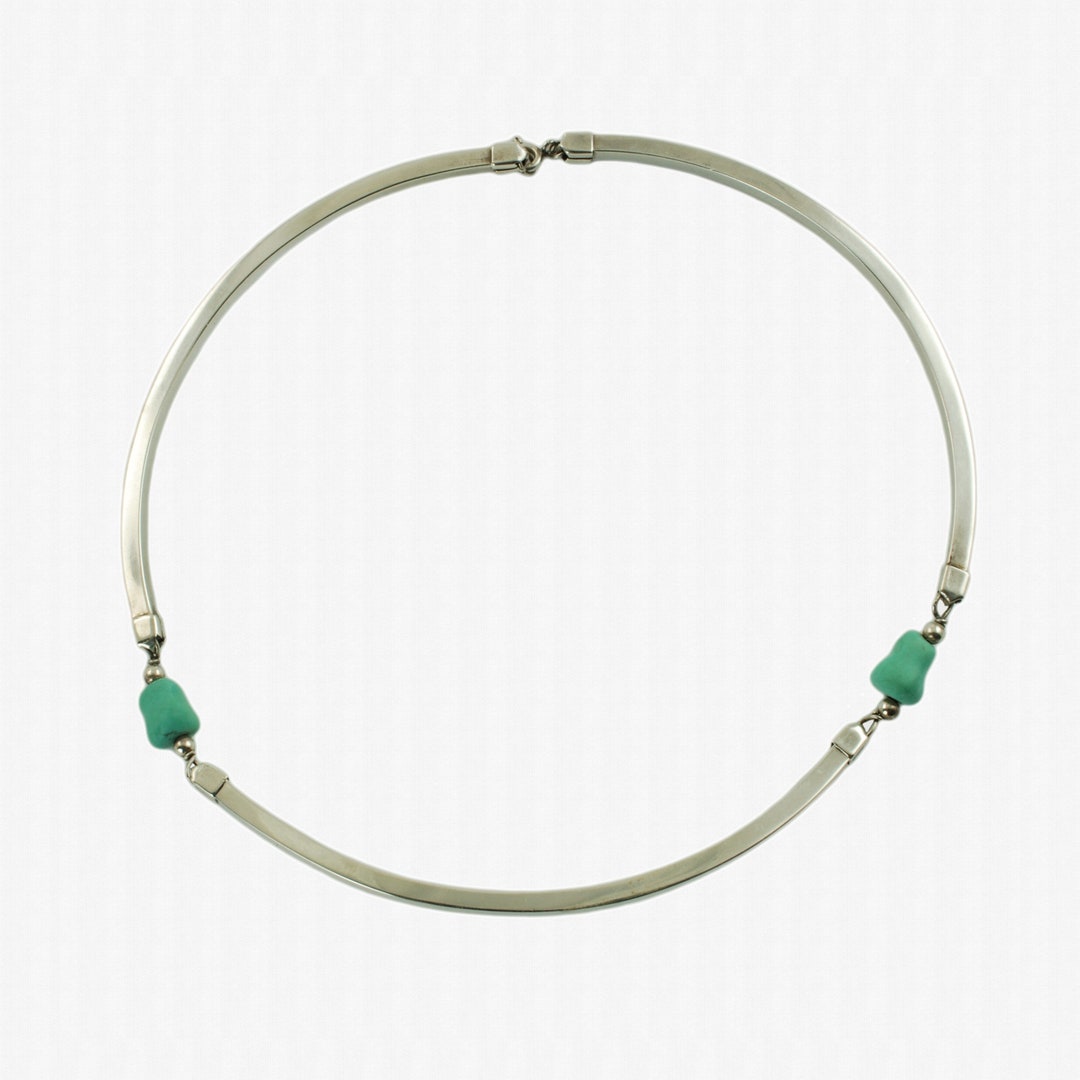 Vintage Sterling Silver Segmented Collar Choker Necklace With Tumbled ...