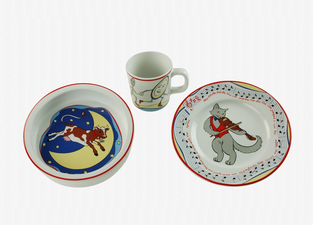 Vintage Tiffany & Co Hey Diddle Diddle 3-piece Childs Dinnerware Set ...