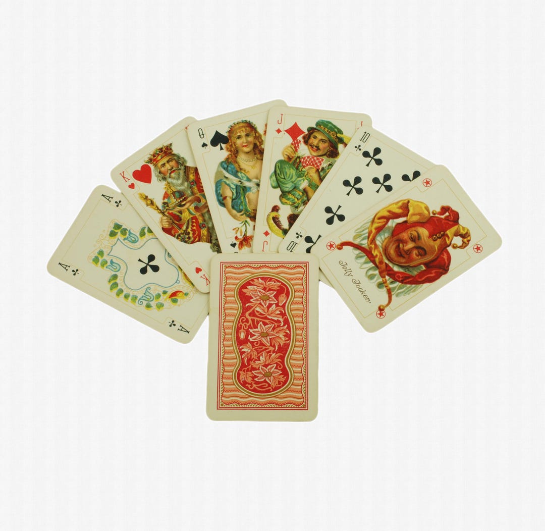 Vintage 1930s Piatnik "baroque" Playing Cards, Complete 52 Card Set Plus 2 Early "jolly Jocker ...