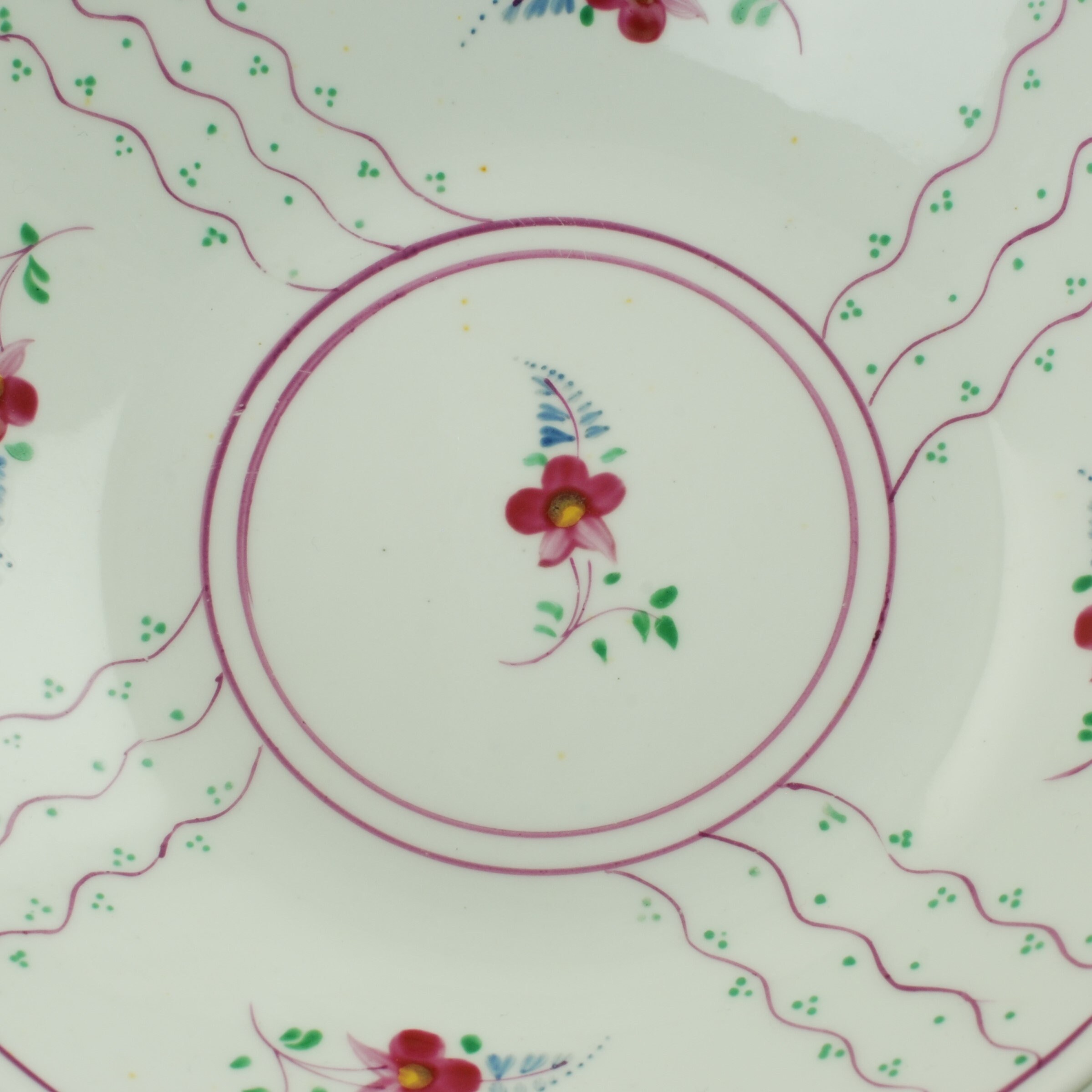 Antique Hand Painted Porcelain 5.5" Bowl With Floral and Foliate Motif ...