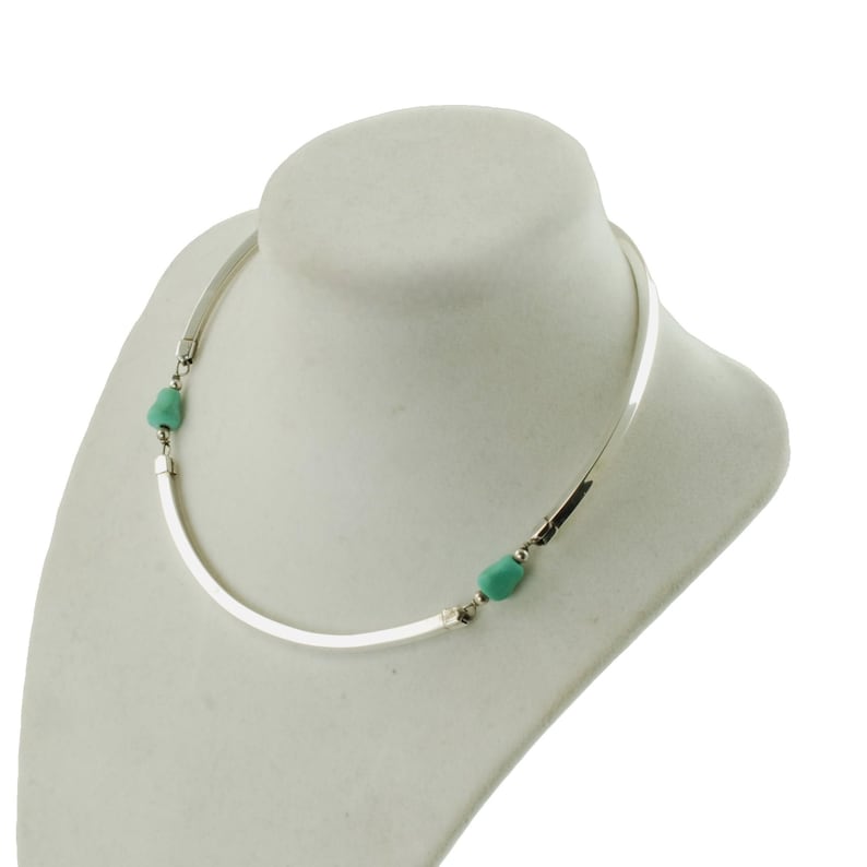 Vintage Sterling Silver Segmented Collar Choker Necklace With Tumbled ...