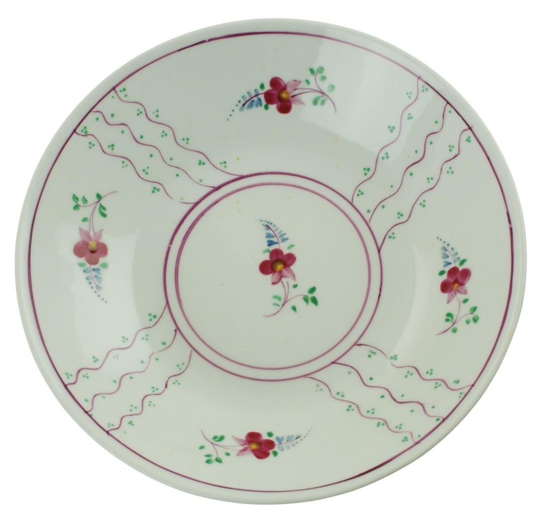 Antique Hand Painted Porcelain 5.5" Bowl With Floral and Foliate Motif ...