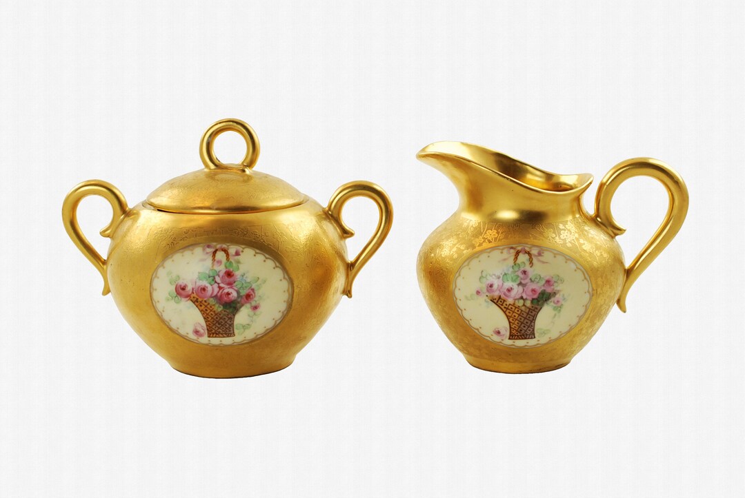 Antique Signed Osborne Studio of Chicago Etched Gold Porcelain Cream ...