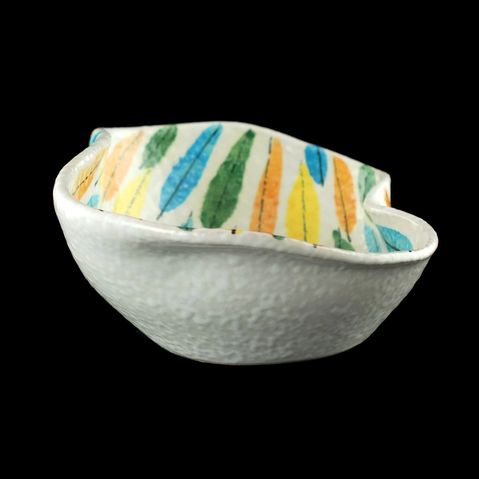 Vintage Bitossi Italy Piume Multi-Color Feather Ceramic Bowl | Etsy