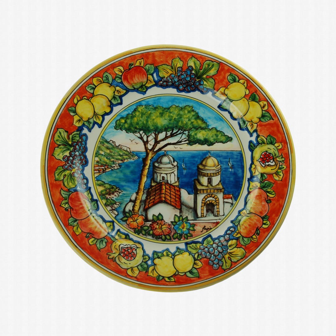 Vintage View of Ravello Hand Painted Italian Pottery Wall Plate, Fruit ...