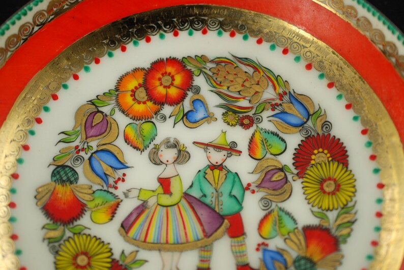 Vintage Austrian Hand Made HM Enameled Copper 6 Folk Art - Etsy