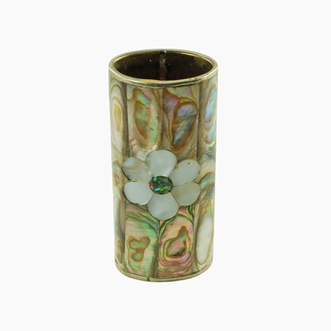 Vintage Paneled Abalone Lighter Sleeve With Inlaid Mother of Pearl ...
