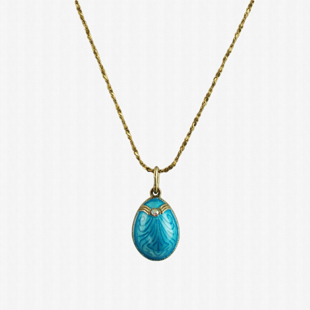 Russian Blue Guilloche Enamel 925 Gilt Sterling Silver Egg Pendant ...
