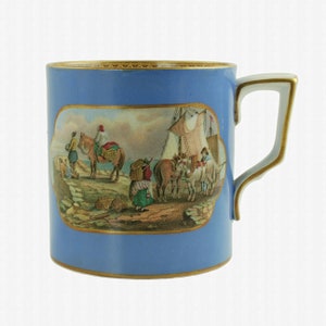 Large Antique Blue Prattware Gilt Trimmed Mug Featuring 'the Stone ...