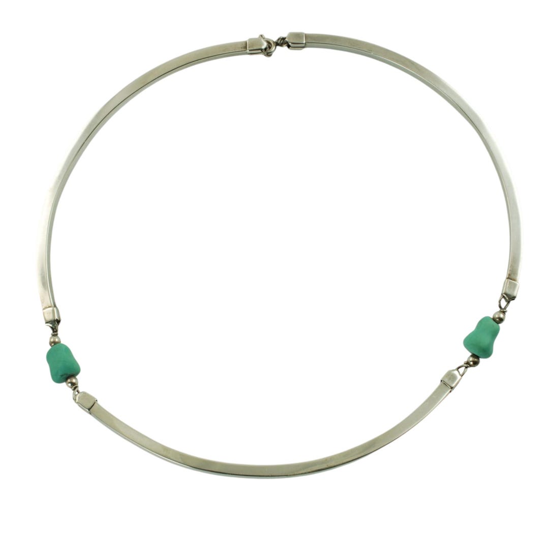 Vintage Sterling Silver Segmented Collar Choker Necklace With Tumbled ...