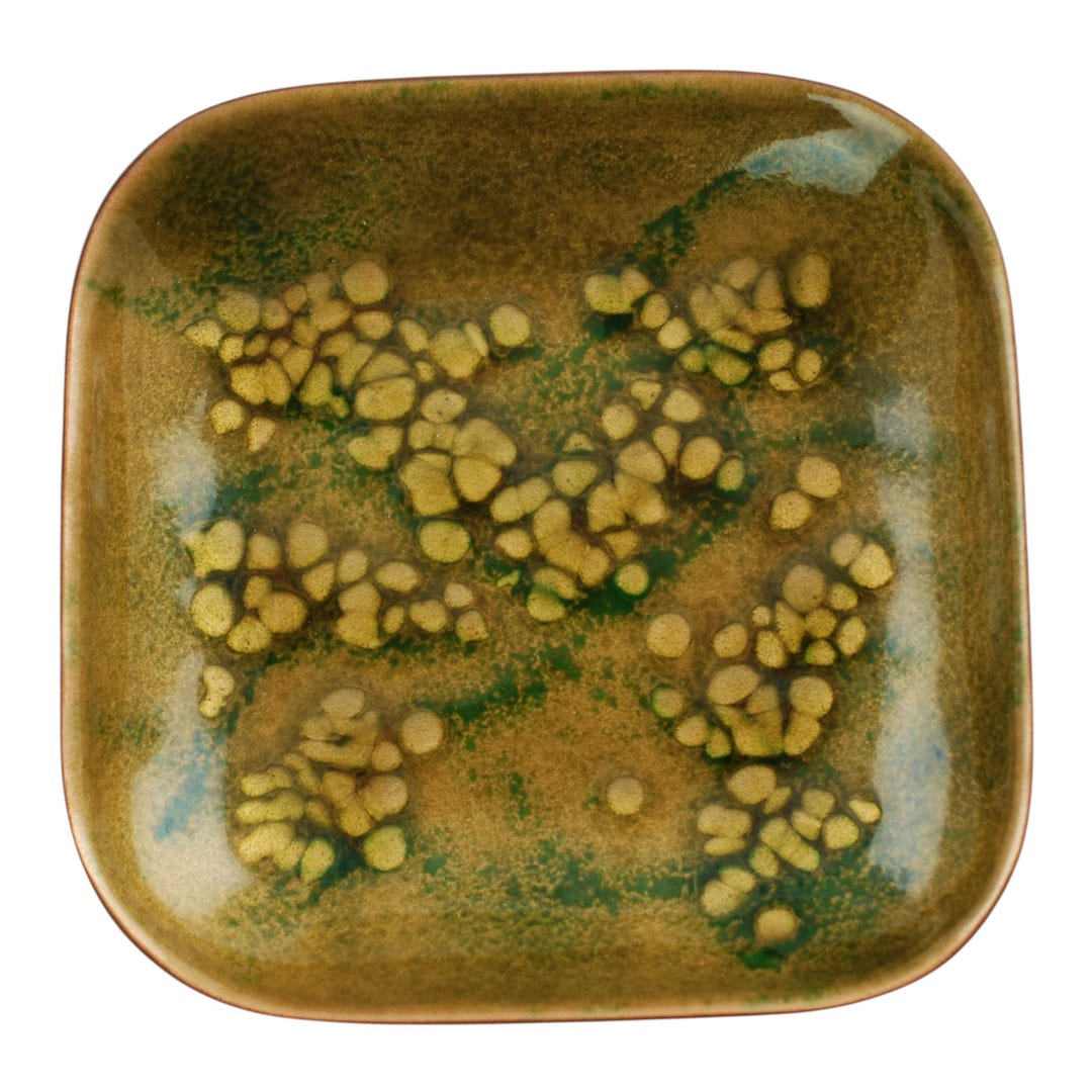 Vintage Enameled Dish Tray With Stylized Floral Motif by Bovano of ...