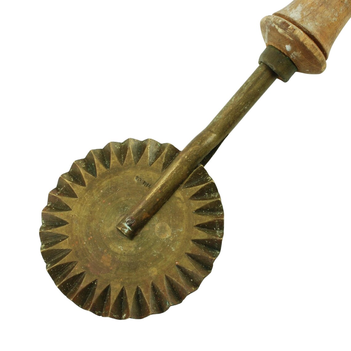 Antique German Solid Brass Fluted Pastry Crimper Tool With Turned Wood ...