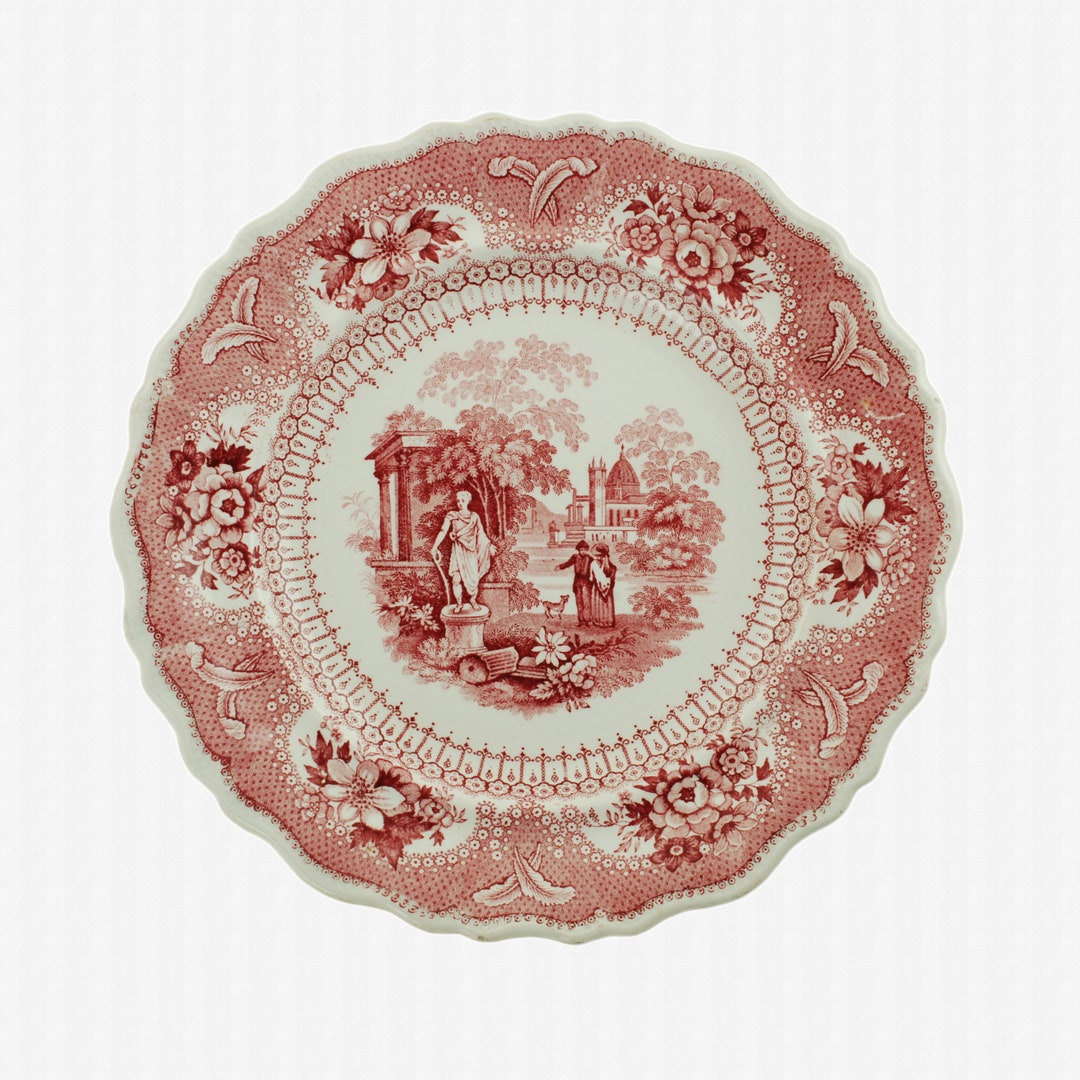 Antique R & J Clews Canovian Pattern Red and White Staffordshire Plate ...