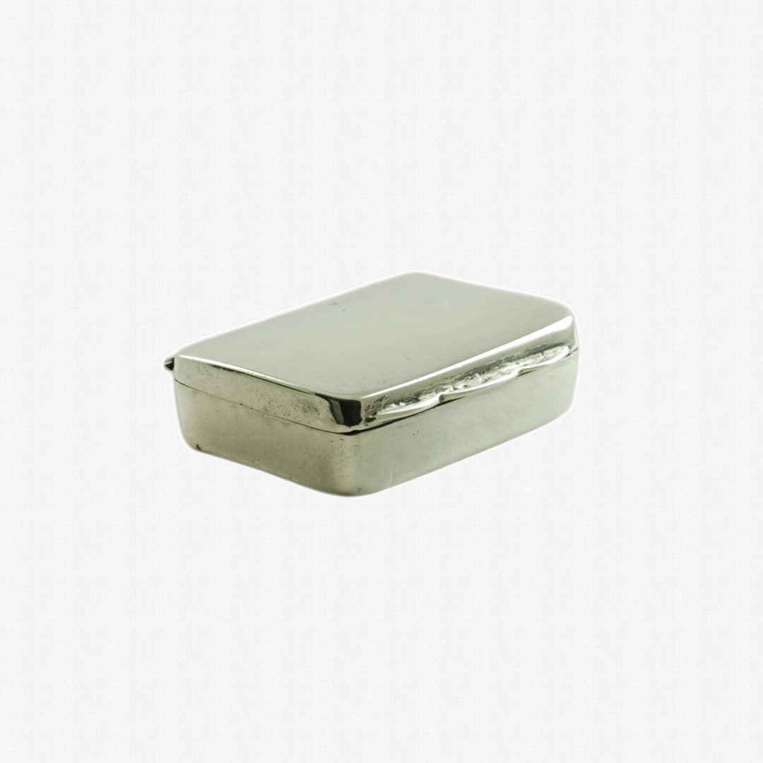 Vintage English Sterling Silver Rectangular Pill Box, William Manton ...