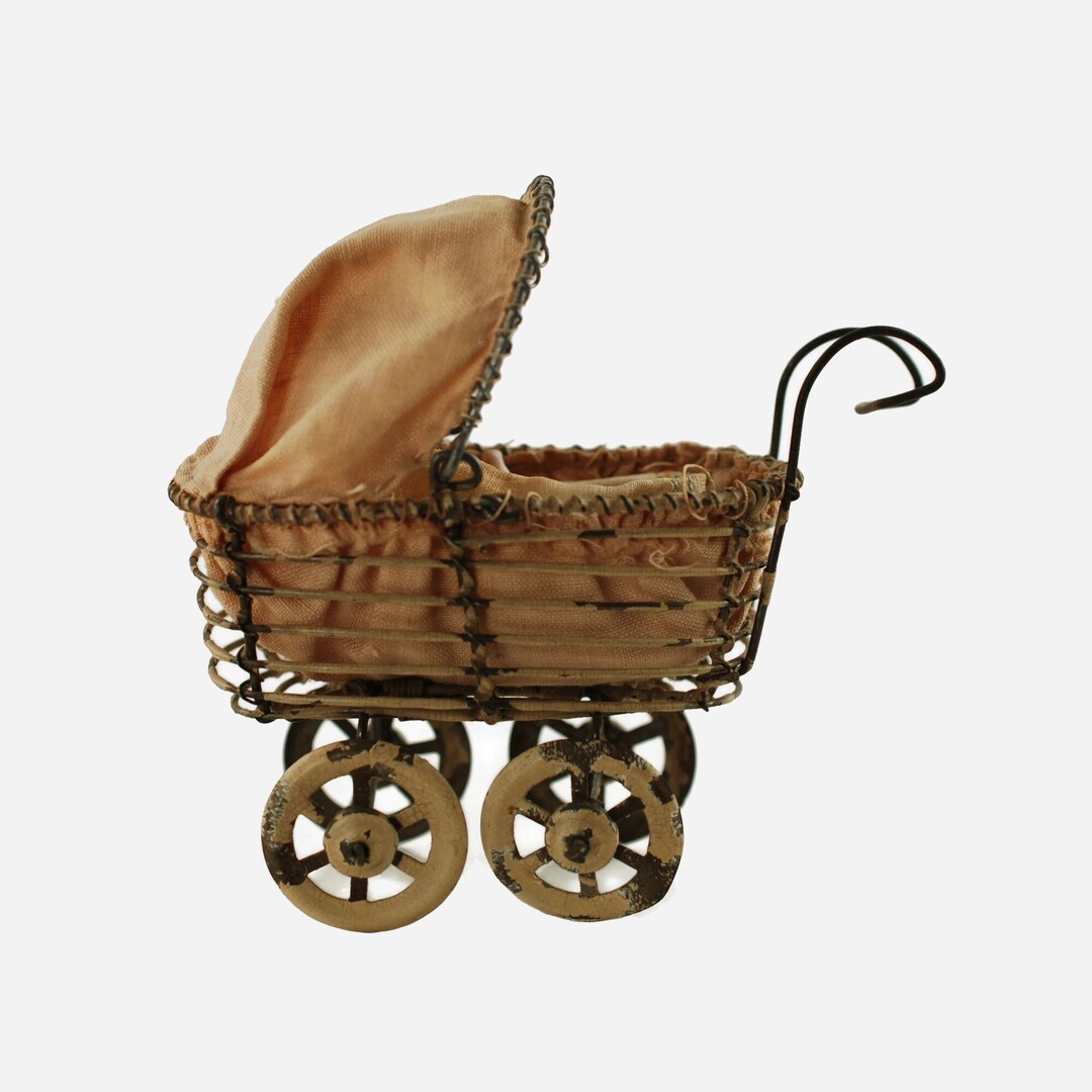 Antique Miniature German Wire Pram Baby Carriage With Miniature Wire ...