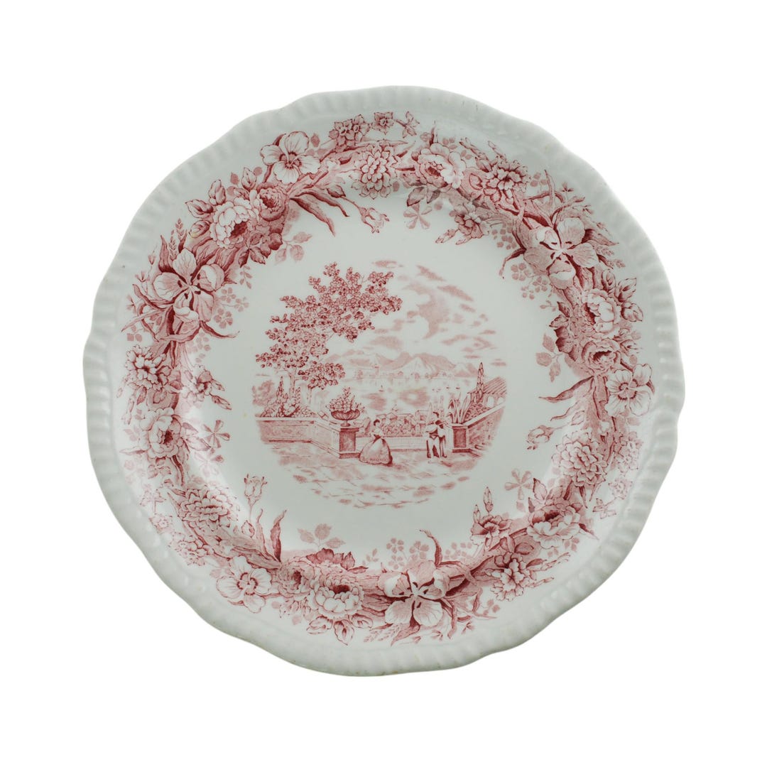 Antique Red Transferware Shenango China Gadroon Pattern 10.25" Dinner ...