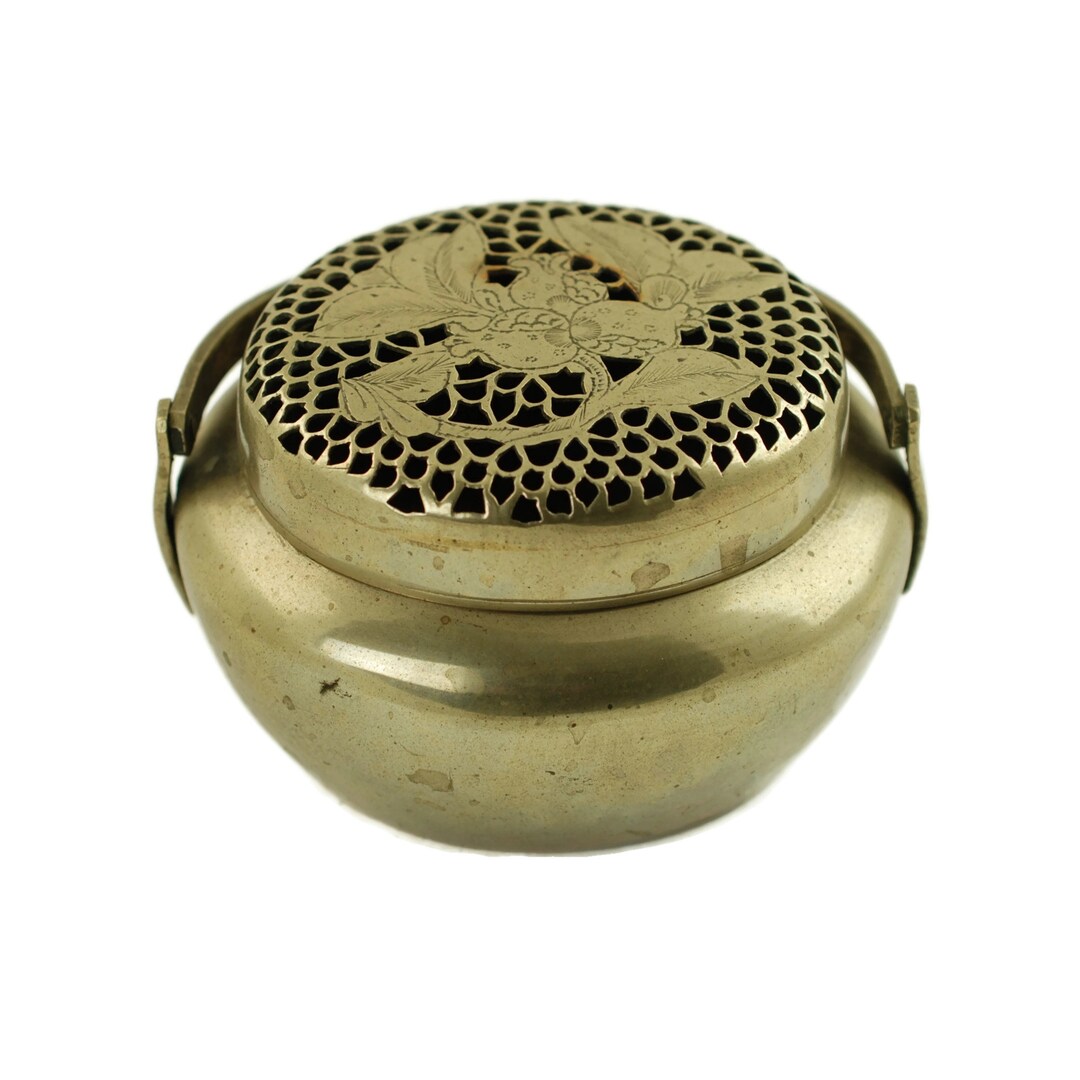 Vintage Chinese Brass Brazier Hand Warmer Pomgranate Chinese Apple ...