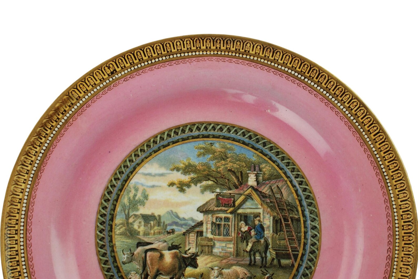 Antique F&R Pratt Pink Plate "the Red Bull Inn", 123 Border, 8.625 ...