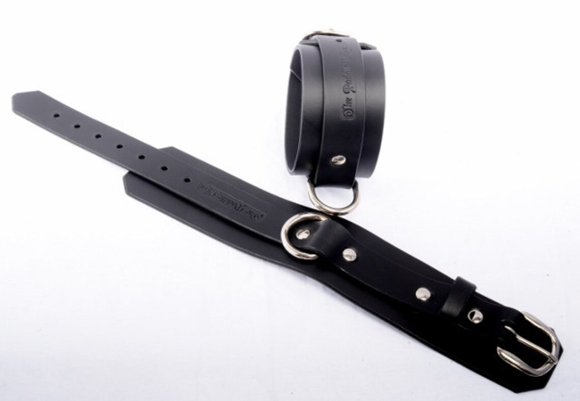 BDSM Cuffs Black Leather Wrist Cuffs Handmade BDSM Cuffs - Etsy