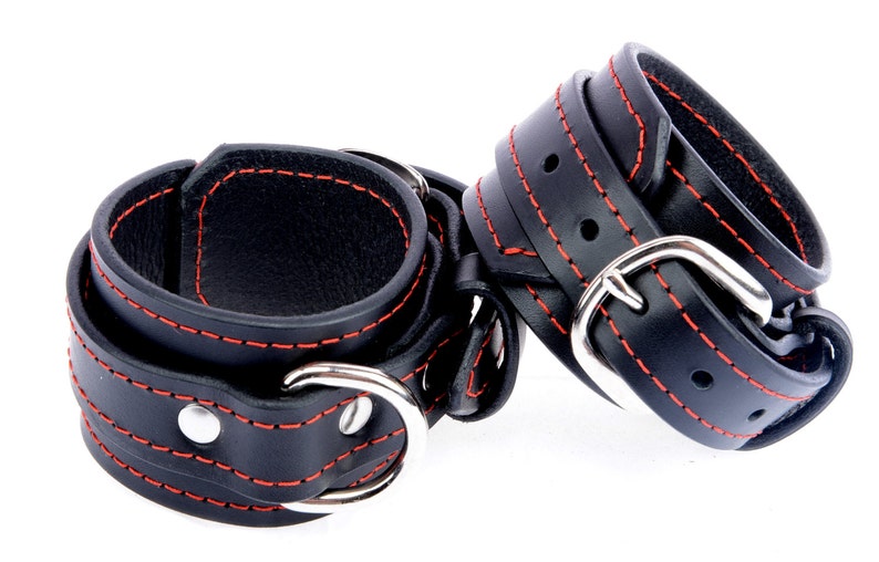 Bdsm Ankle Cuffs Black Leather Ankle Cuffs Handmade Black Etsy