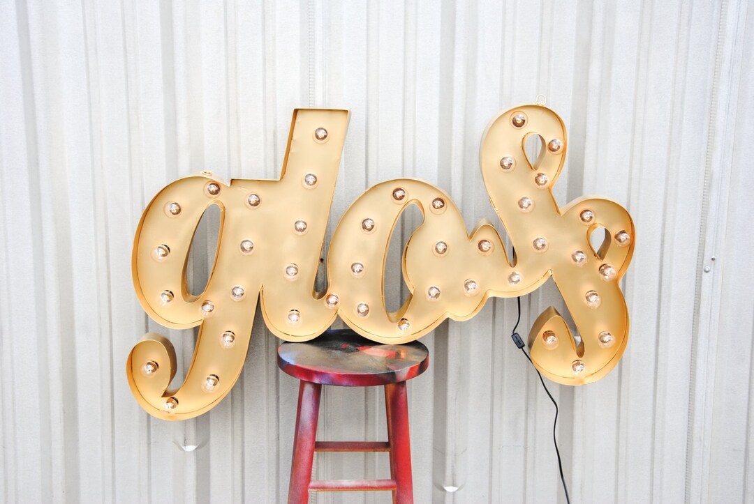 One Piece Script Font ANY COLOR Metal Letter Marquee Sign With Vintage ...