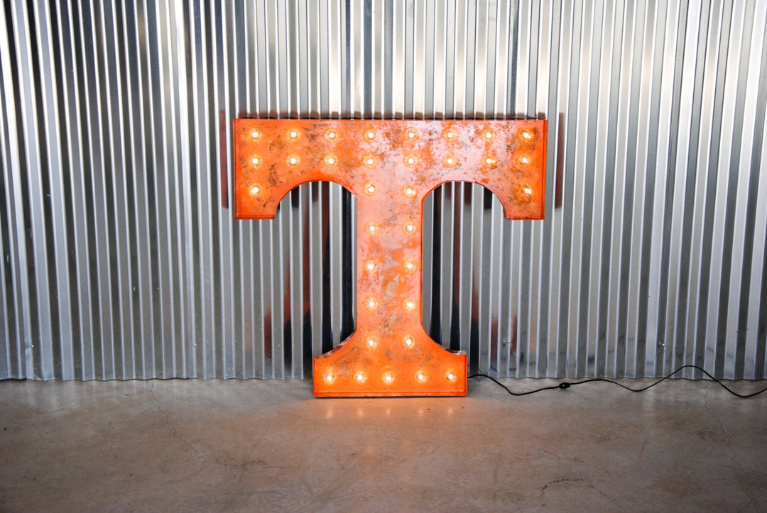 UT Power "t" Weathered Metal Letter Light in Distinctive UT Orange With ...