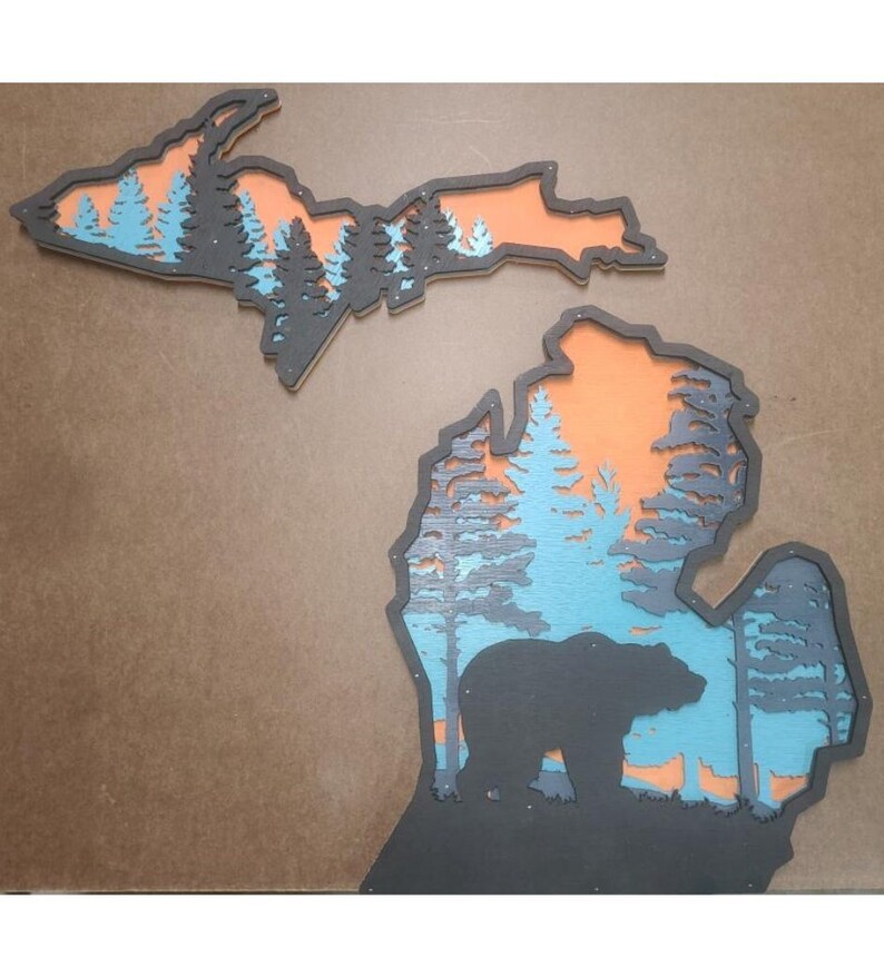 3D Layered State of Michigan Wall Art - Etsy